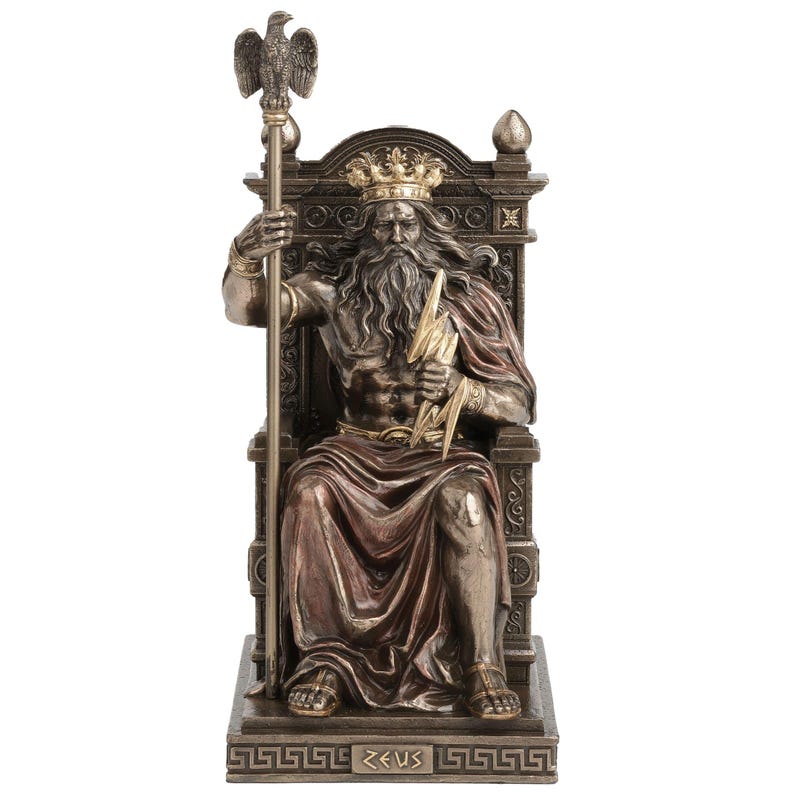 Zeus Statue – Greek God of Thunder and Sky – 27cm Cold Cast Bronze ...