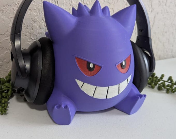 3D Printed Gengar Pokémon-inspired Figurine | Large 7-inch Purple Desk ...