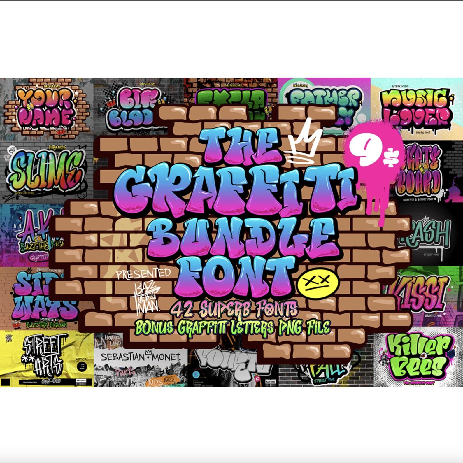 Graffiti Font Bundle Vol.2 Urban Graffiti Font, Vintage Font, Hiphop ...