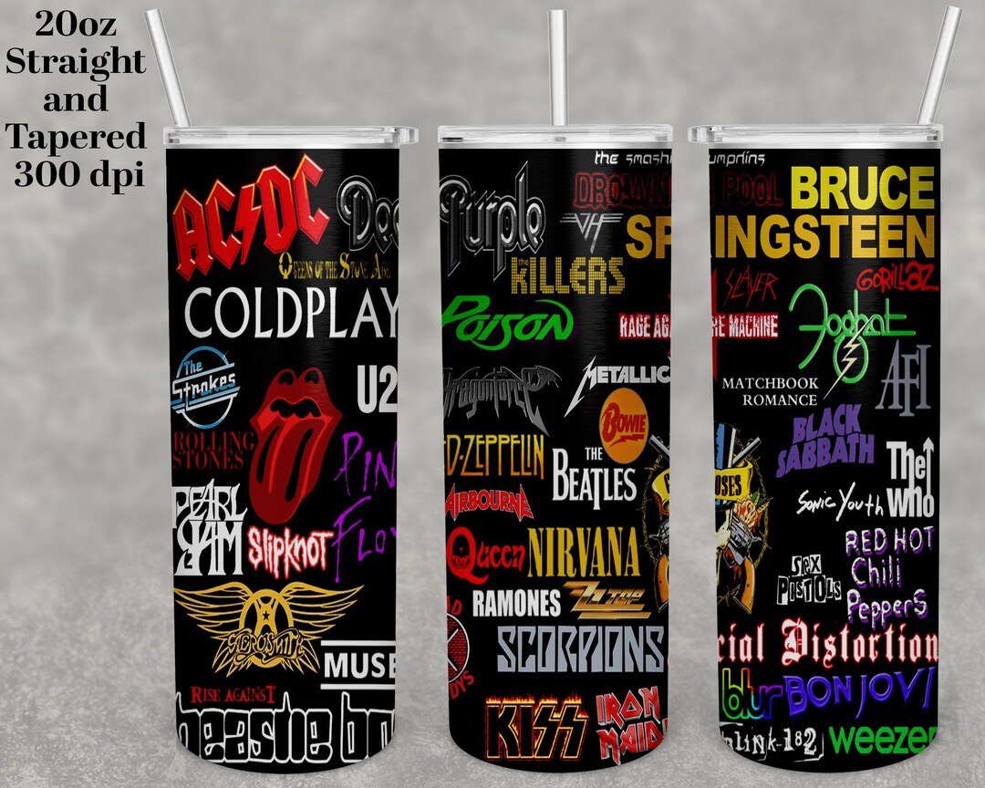 The Best Rock Bands Tumbler, 20 Oz Skinny Stitch Tumbler Sublimation ...