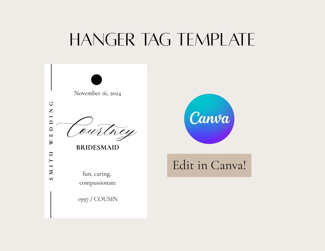 Personalized Bridesmaid Hanger Template, Digital Download Bridesmaid ...