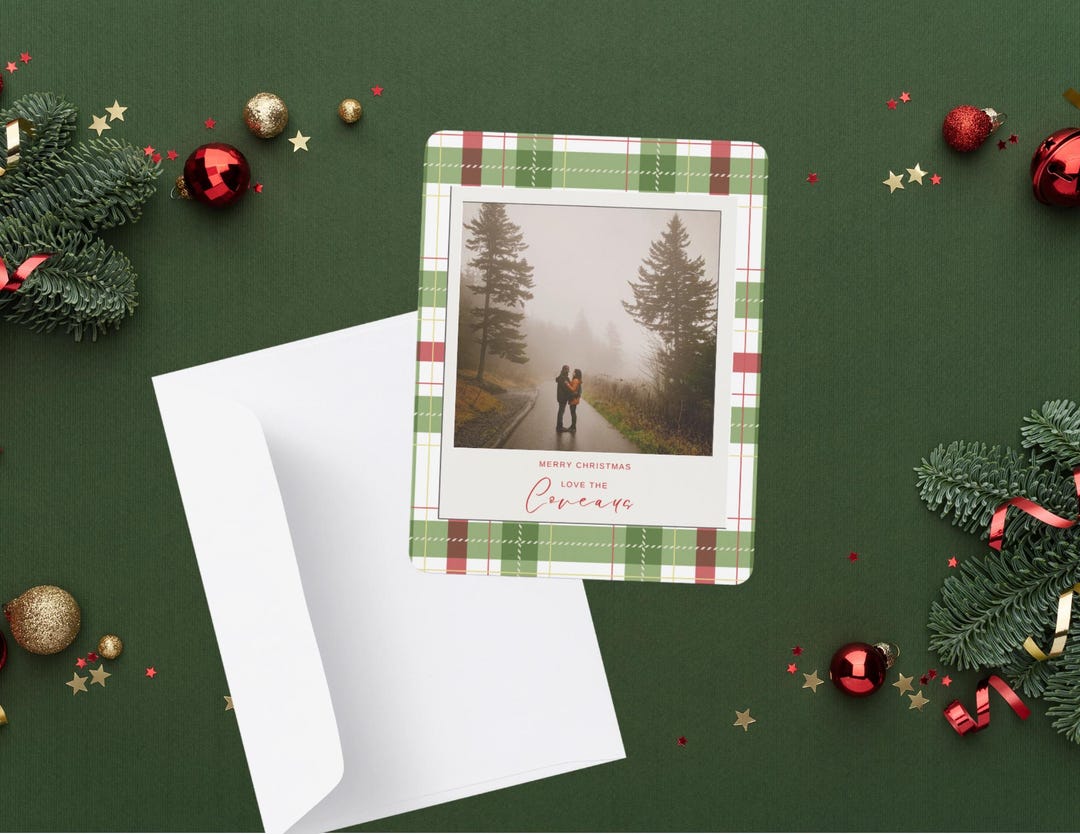 2024 Christmas Card, Editable Christmas, Gingham, Christmas Plaid ...