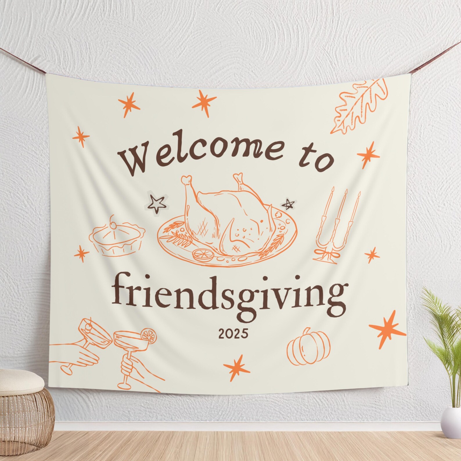 Custom Thanksgiving Party Banner, Friendsgiving Dinner Welcome Sign ...