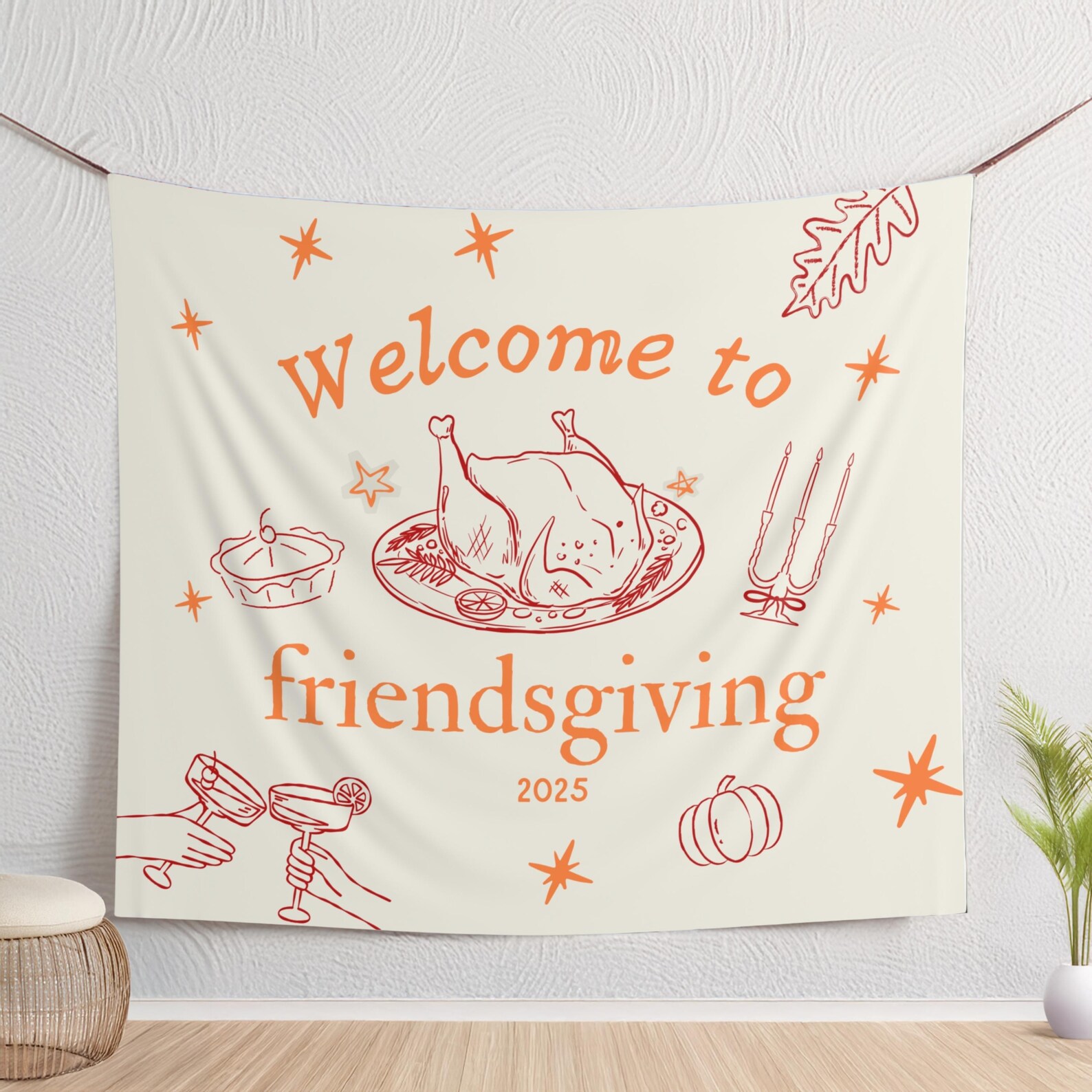 Custom Thanksgiving Party Banner, Friendsgiving Dinner Welcome Sign ...