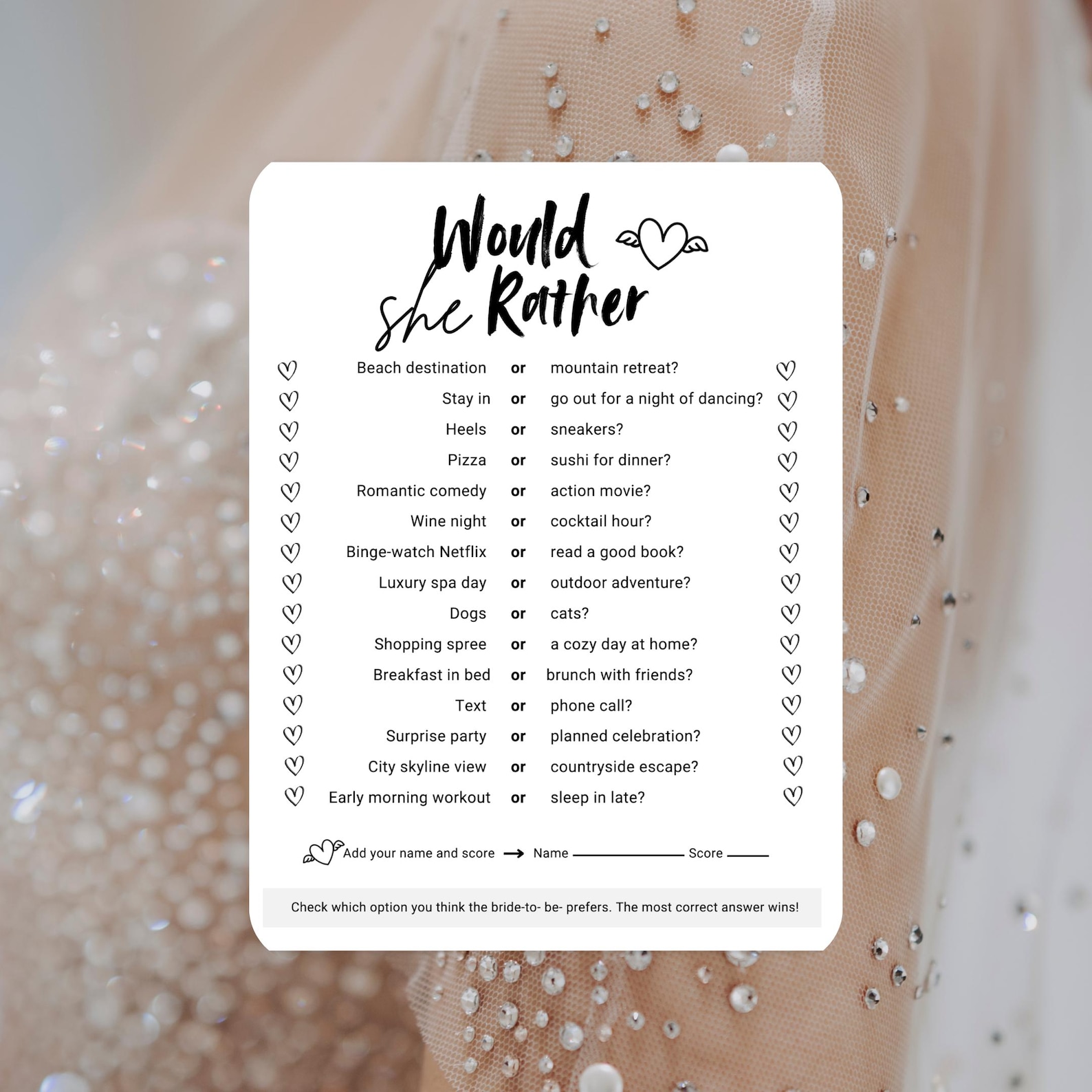 Would She Rather Bridal Shower Game Template, Bachelorette Editable ...