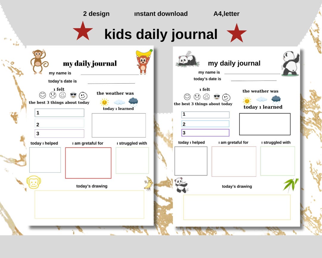 Kids Daily Journal-journal Four Kids-diary for Children-kids Activity ...