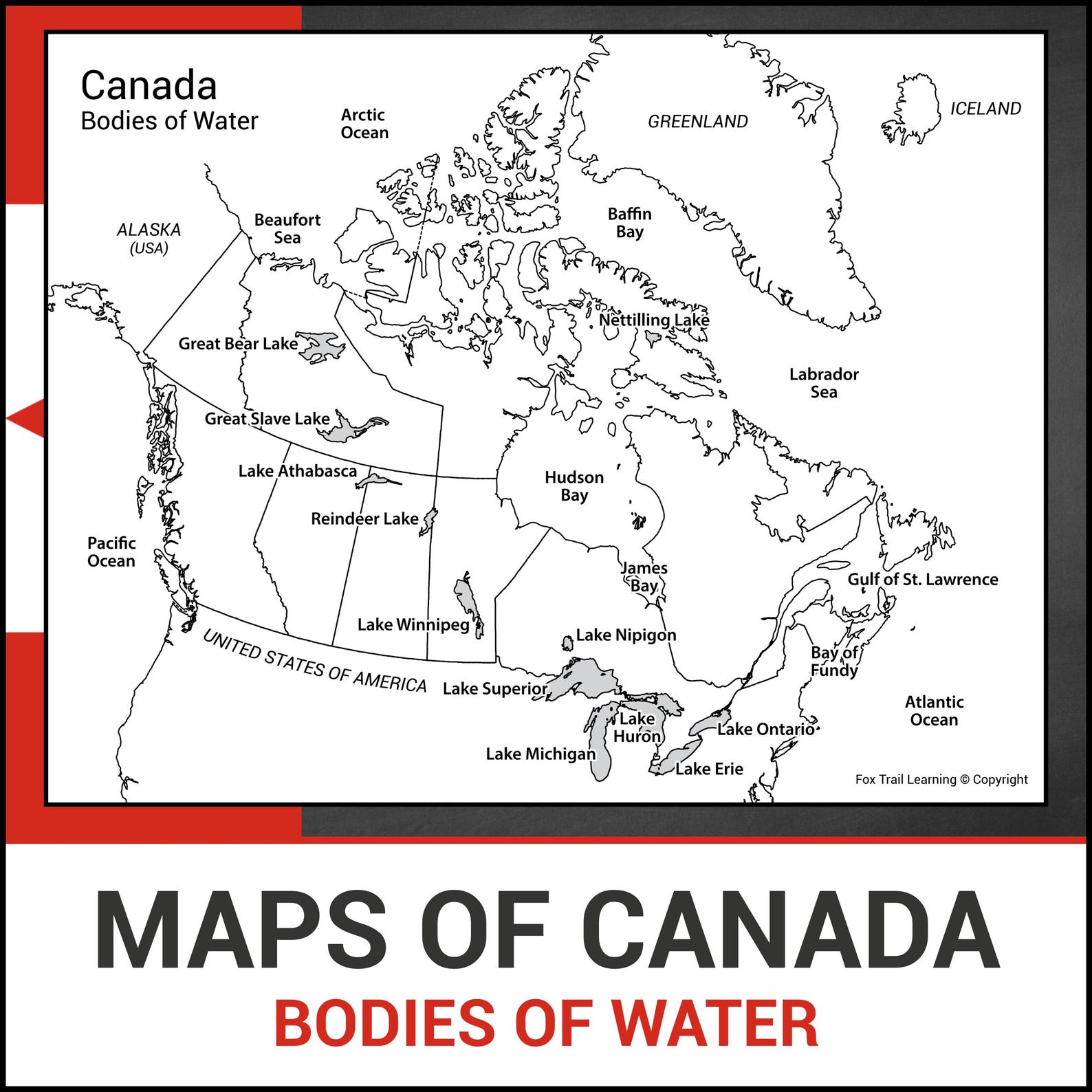 Printable Maps of Canada | Learn Bodies of Water | Label and Identify ...