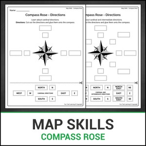 Map Skills | Compass Rose | Cardinal and Intermediate Directions | Cut ...