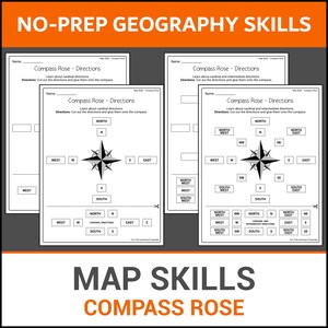 Map Skills | Compass Rose | Cardinal and Intermediate Directions | Cut ...