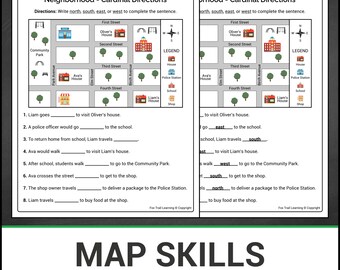 Map Skills | in the Woods | Compass Directions | Fill in the Blank ...