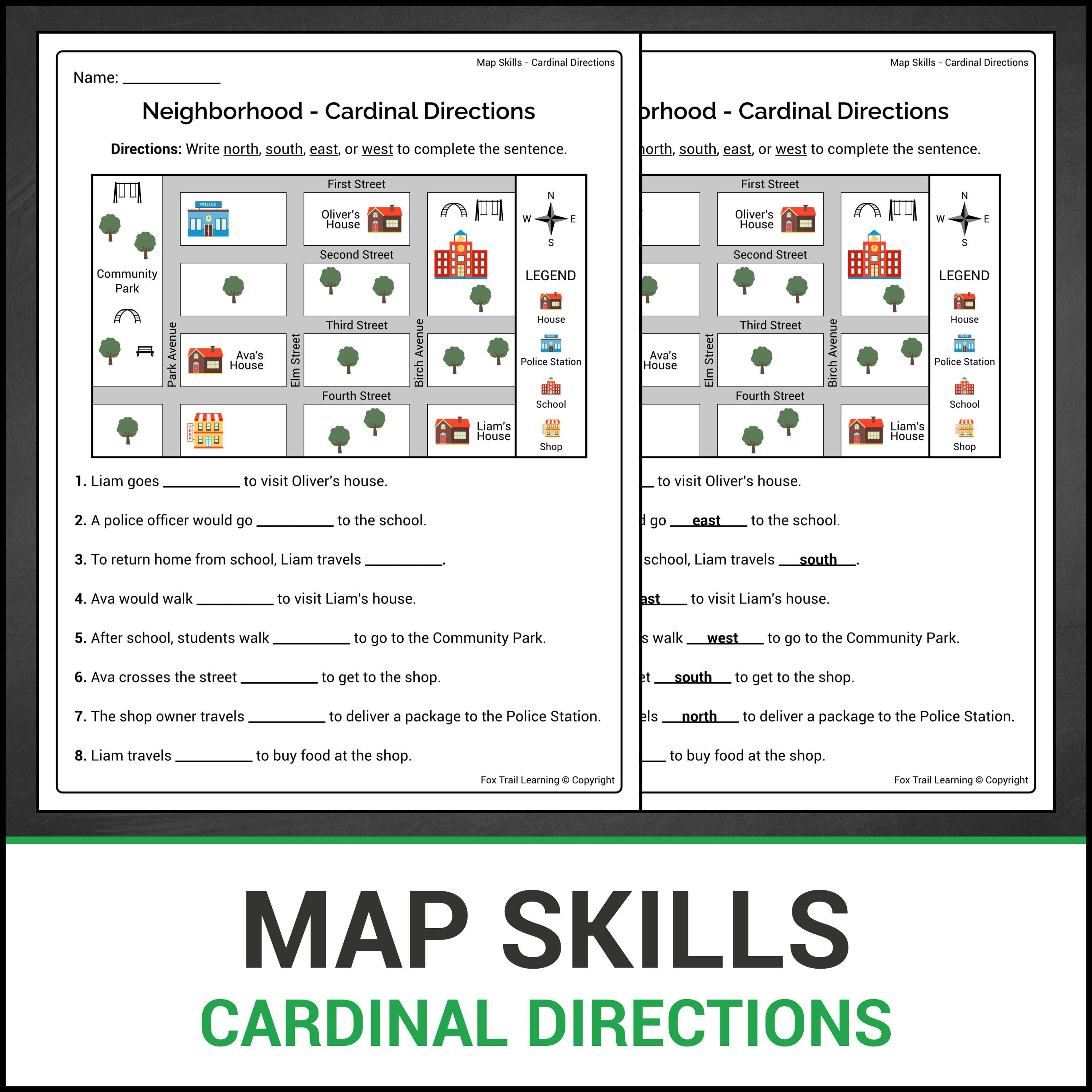 Cardinal Directions Worksheets