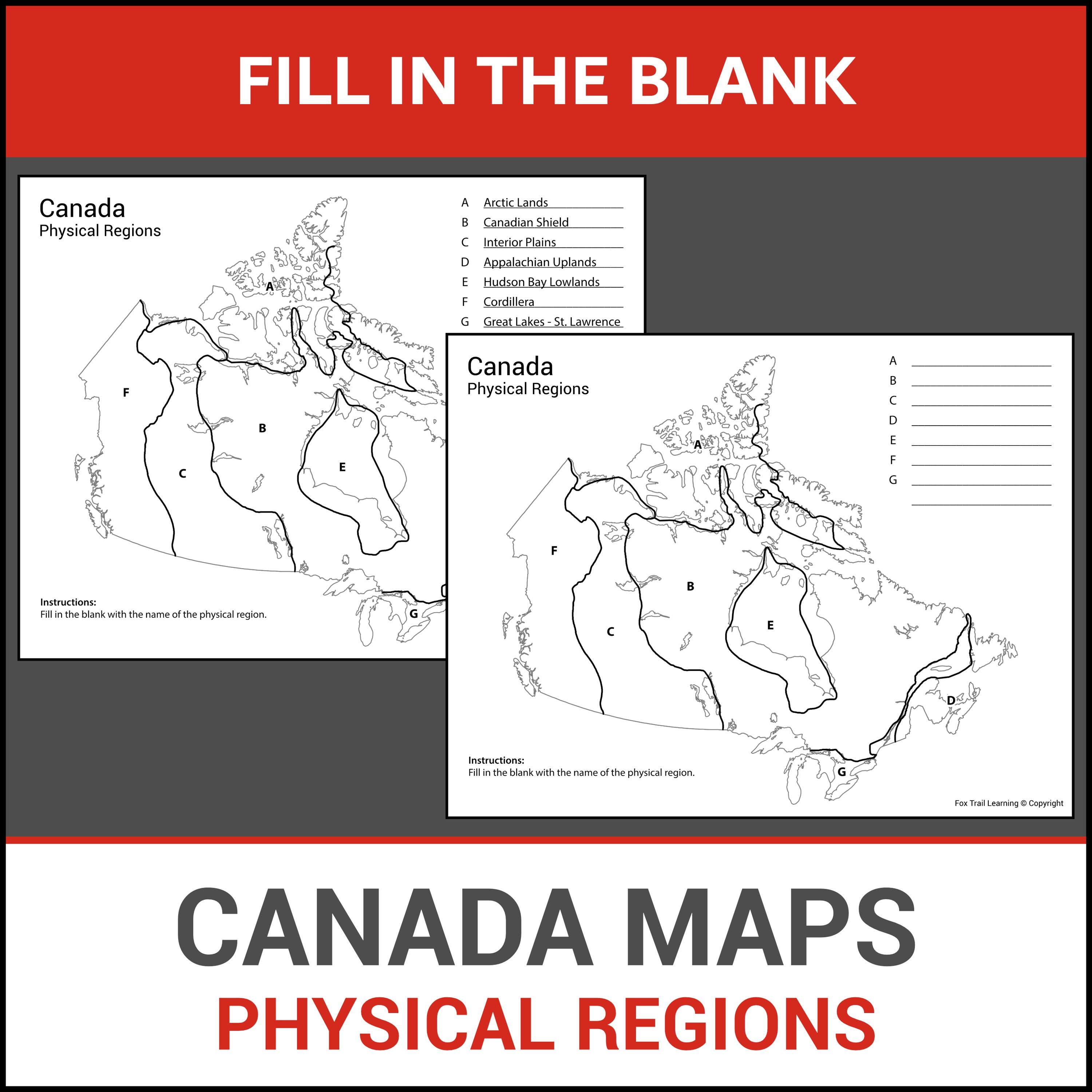 Black And White Physical Map Of Canada