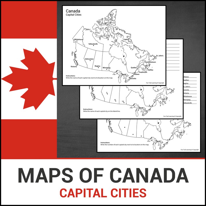 Printable Maps of Canada | Learn Capital Cities | Label and Identify ...