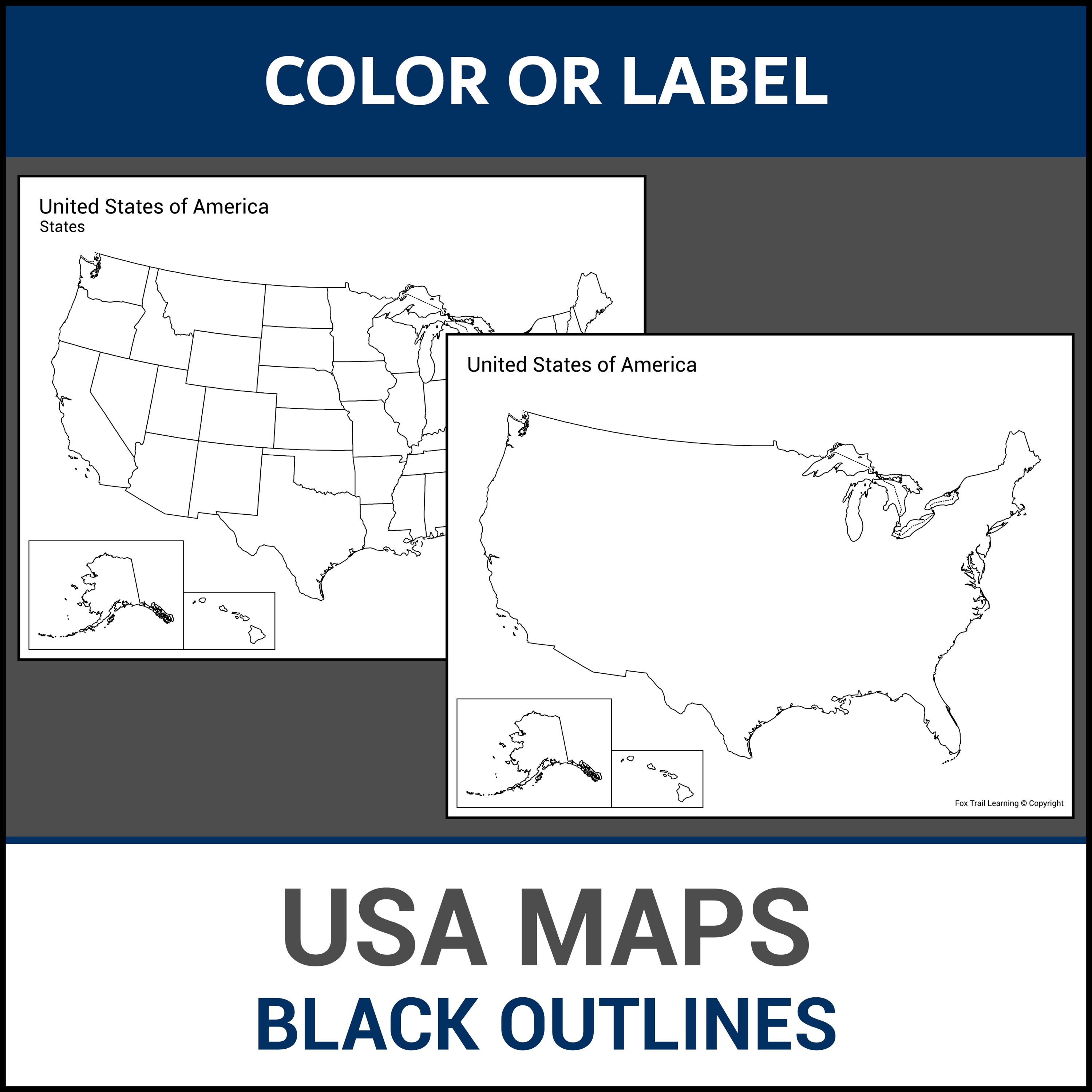 Printable Blank USA Maps | States | Label and Identify | Geography ...