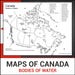 Printable Maps of Canada | Learn Bodies of Water | Label and Identify ...