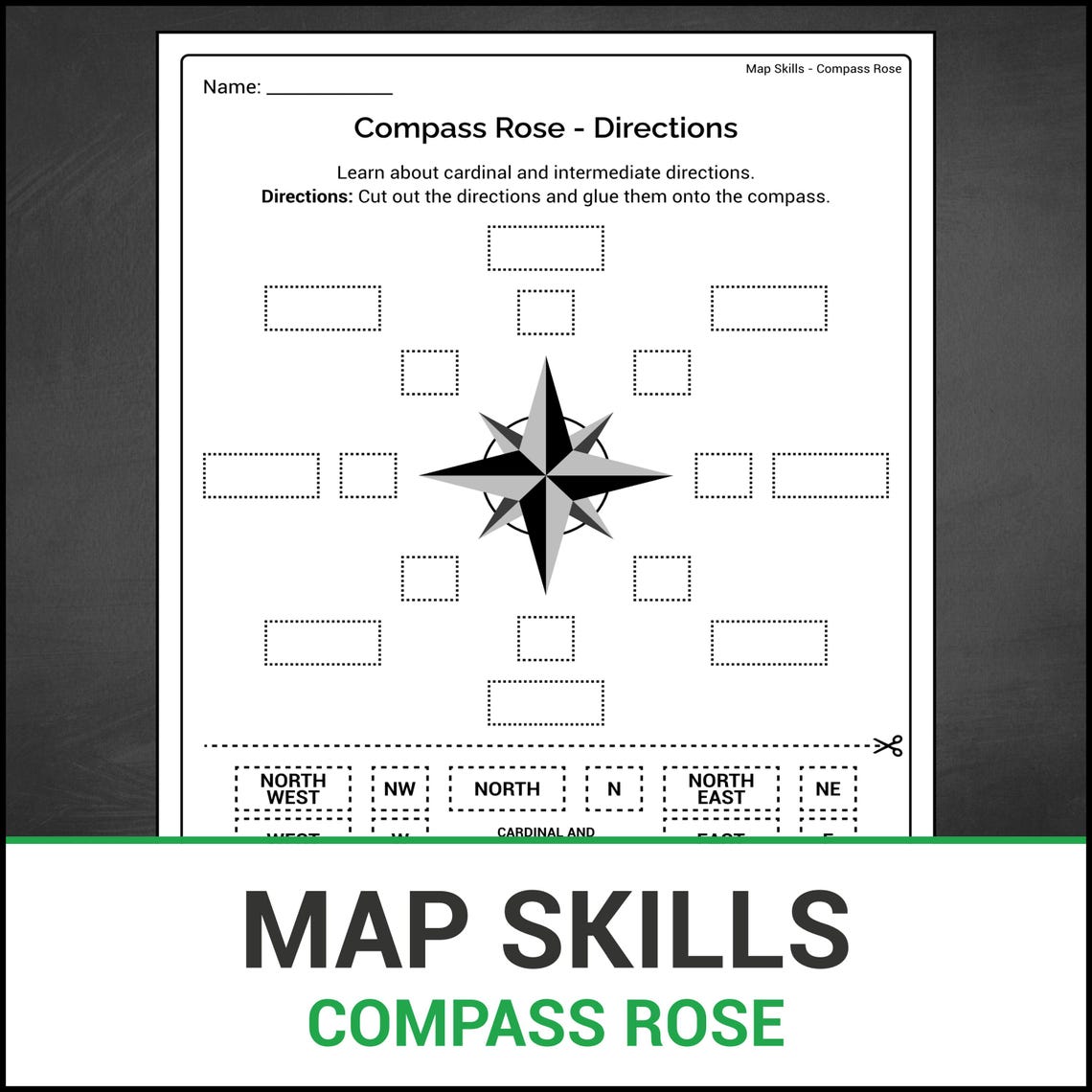 Map Skills | Compass Rose | Cardinal and Intermediate Directions | Cut ...