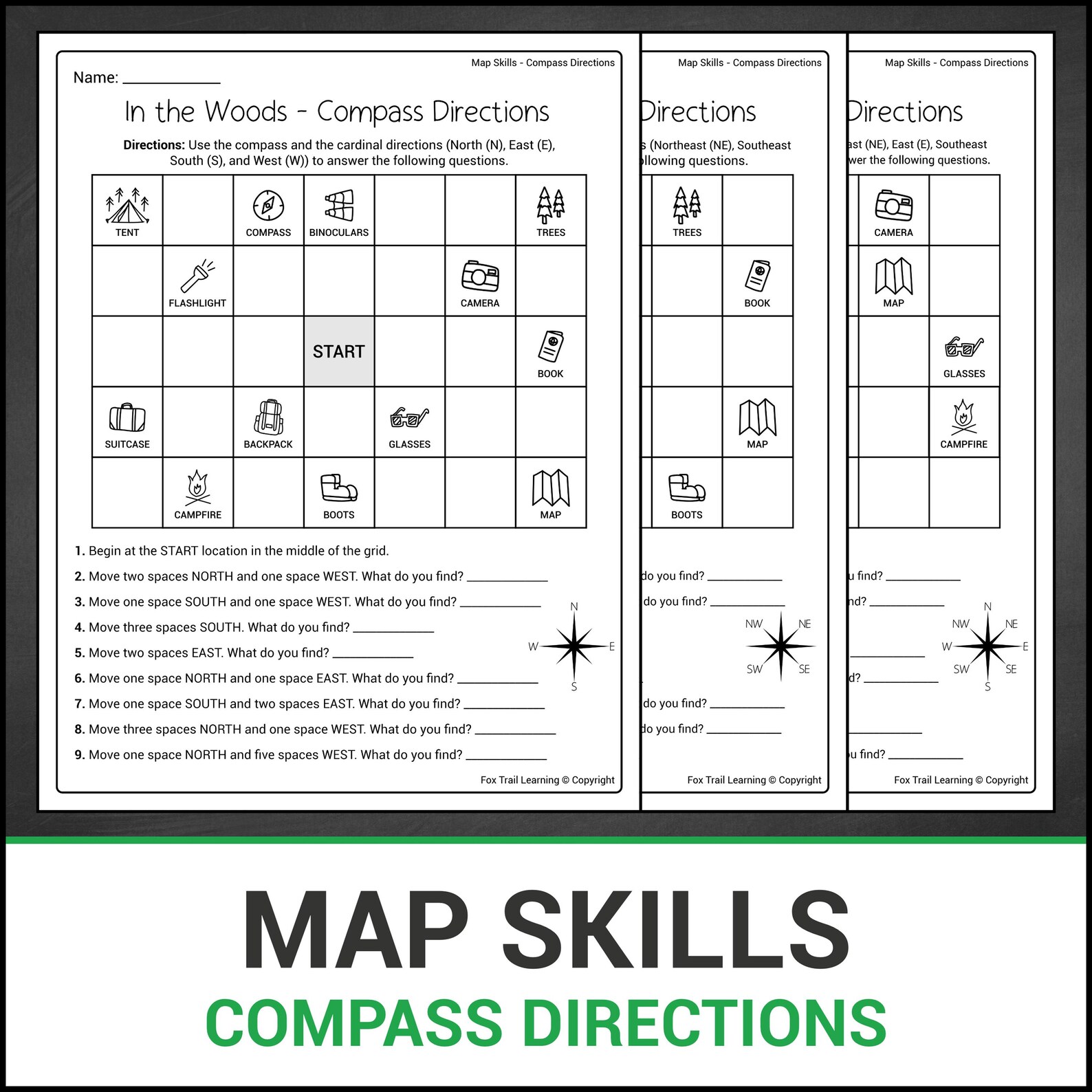 Map Skills | in the Woods | Compass Directions | Fill in the Blank ...