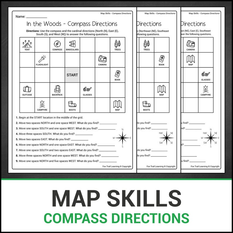 Map Skills | in the Woods | Compass Directions | Fill in the Blank ...