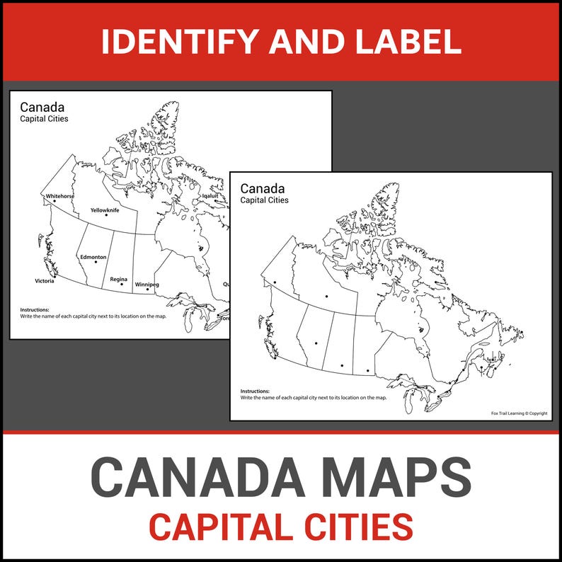 Printable Canada Maps | Learn Capital Cities | Label and Identify ...