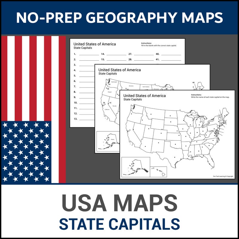 Us Map With States Quiz - Etsy
