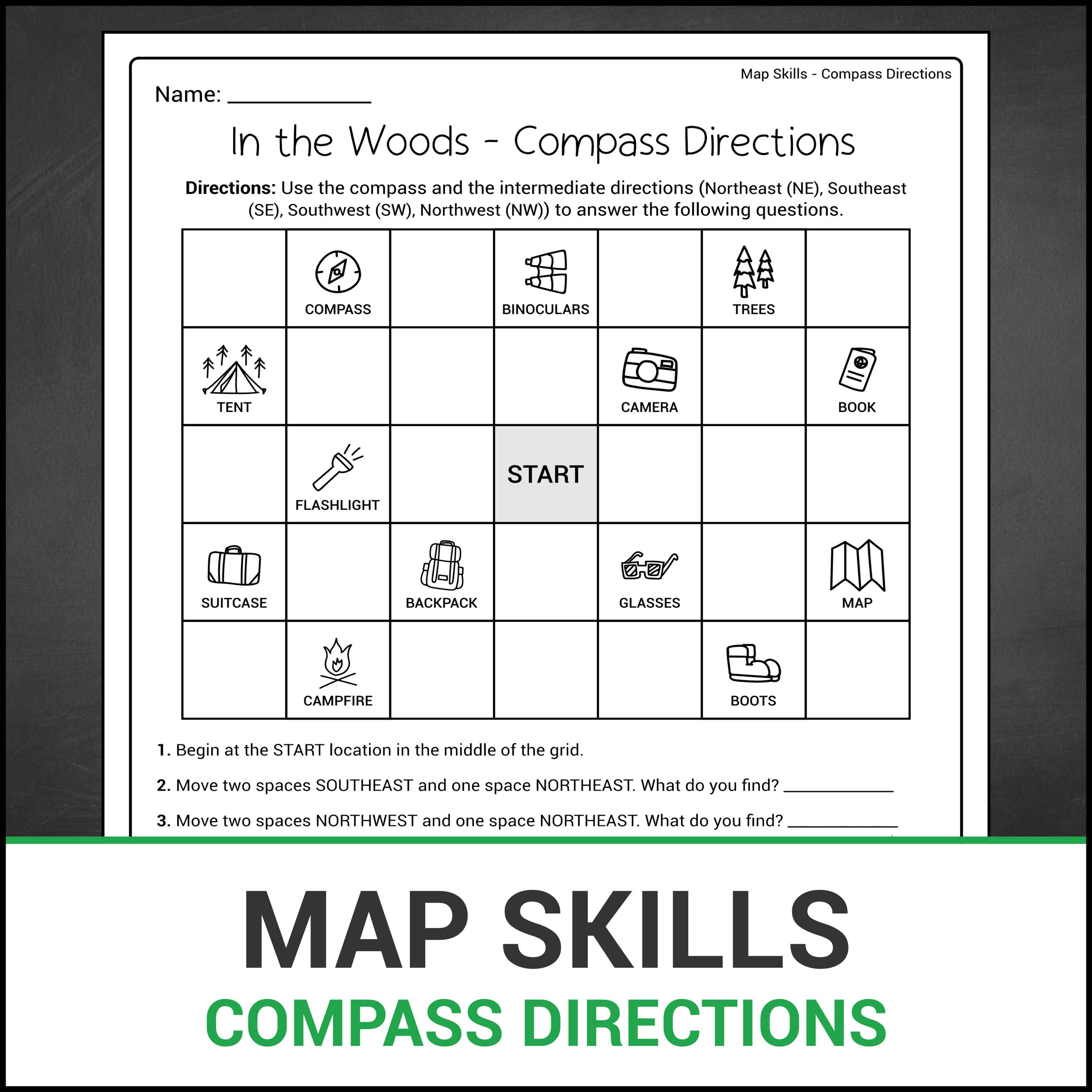 Map Skills | in the Woods | Compass Directions | Fill in the Blank ...