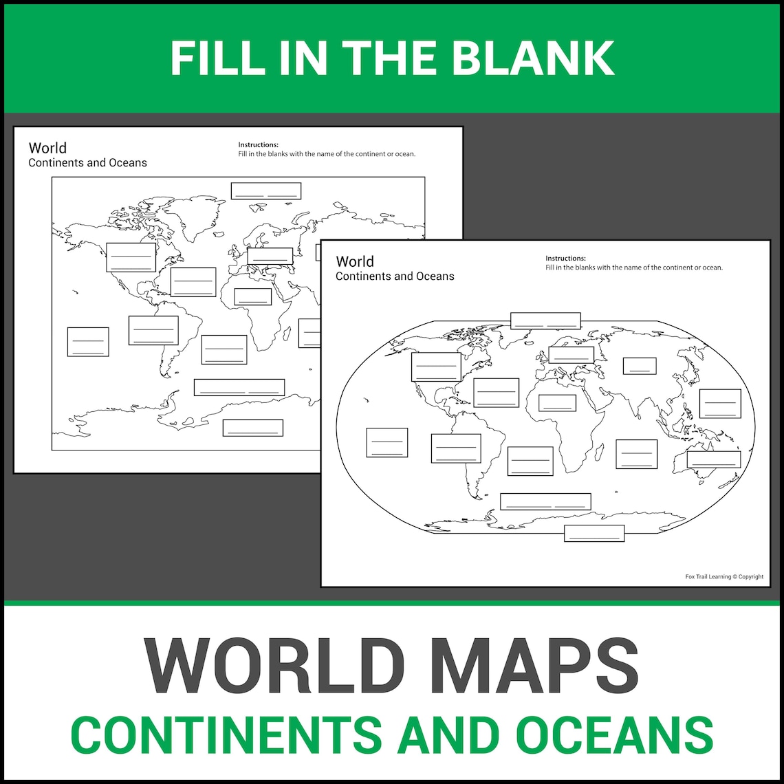 Printable World Maps | Learn Continents and Oceans | Geography Lesson ...