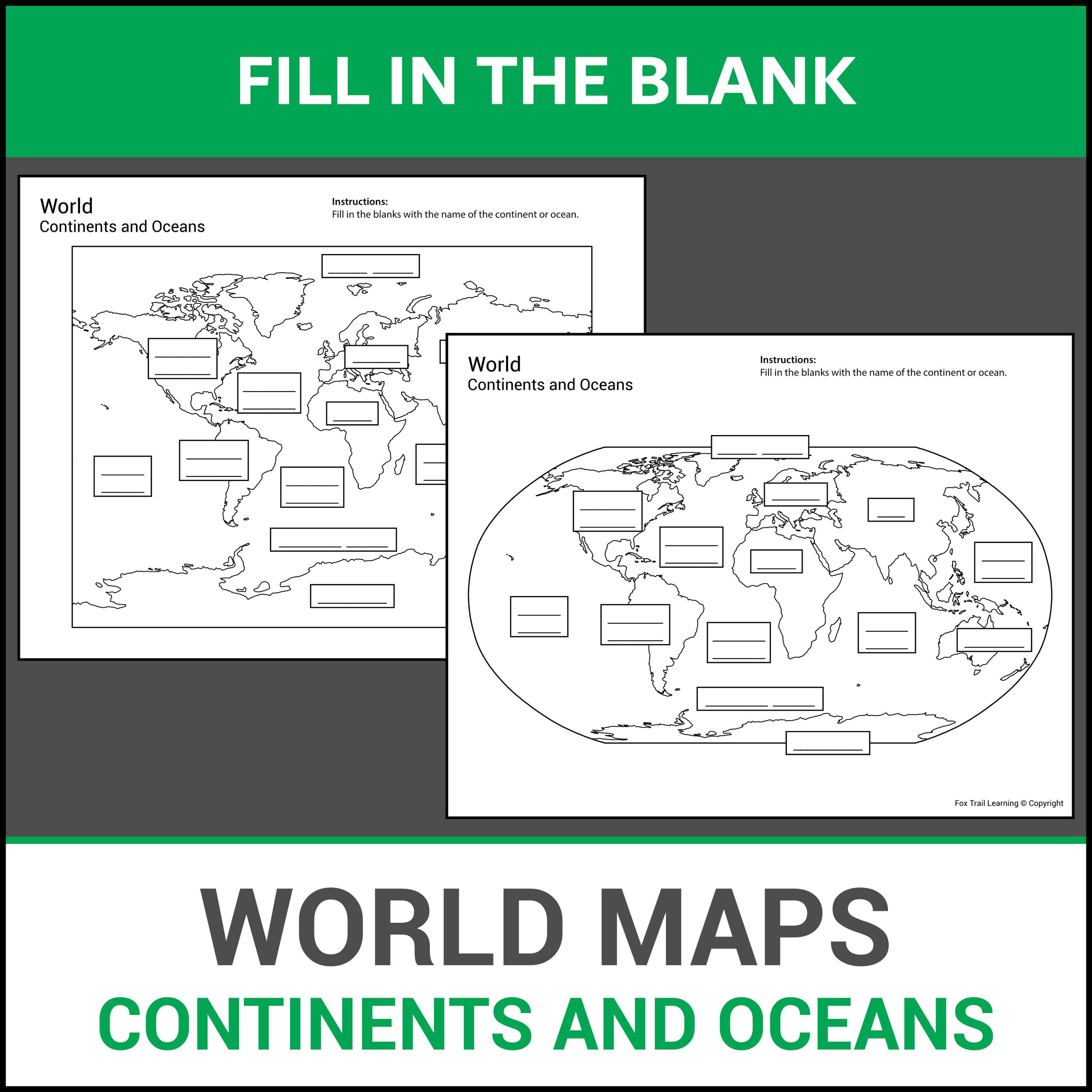 Printable World Maps | Learn Continents and Oceans | Geography Lesson ...