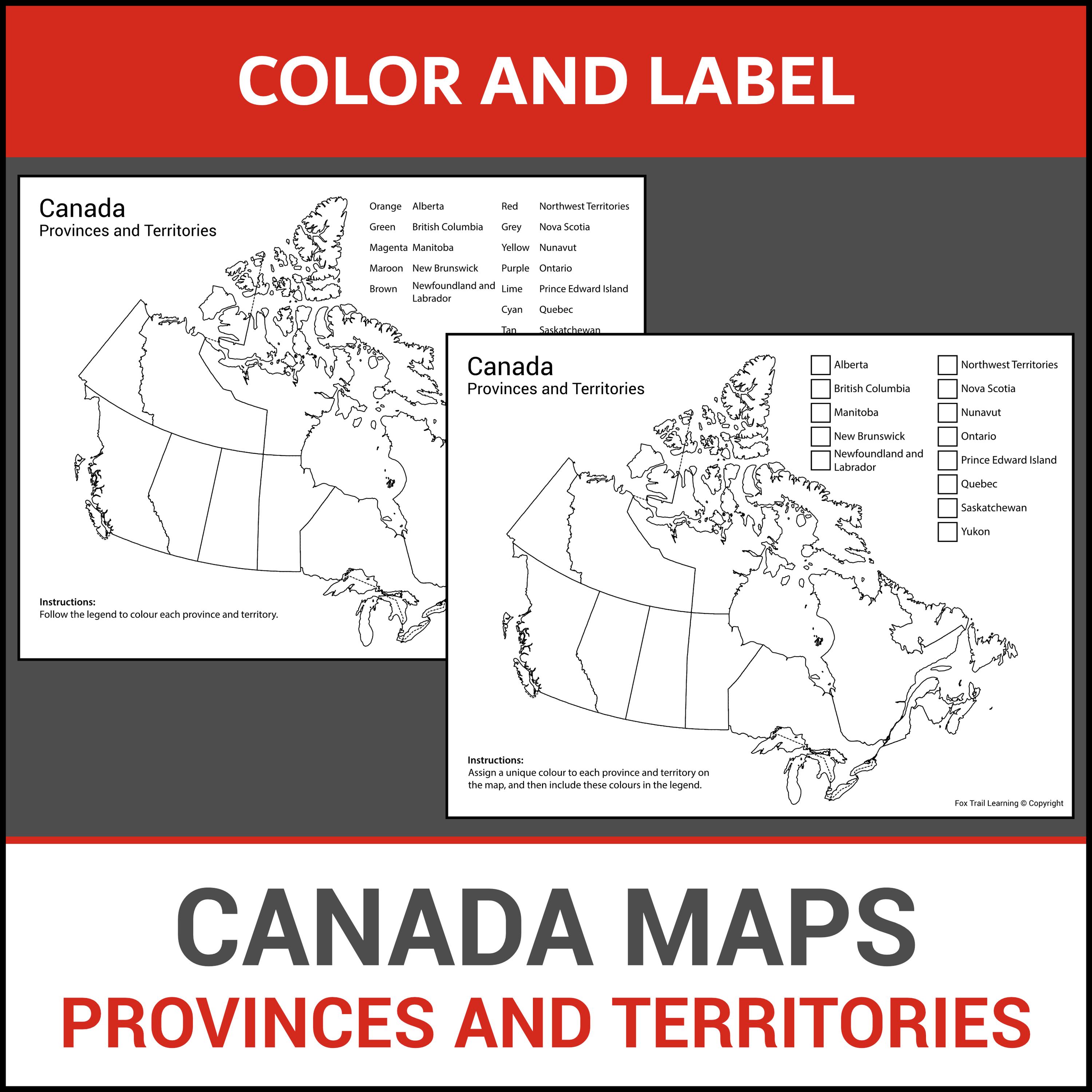 Printable Canada Maps | Learn Provinces & Territories | Label and ...