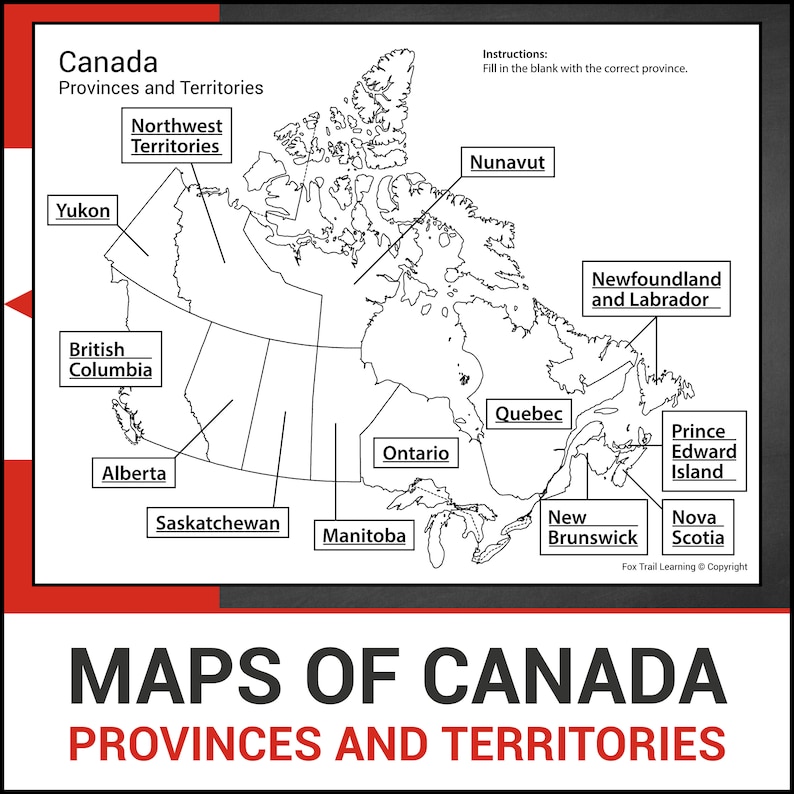Printable Maps of Canada Learn Provinces & Territories Label and ...