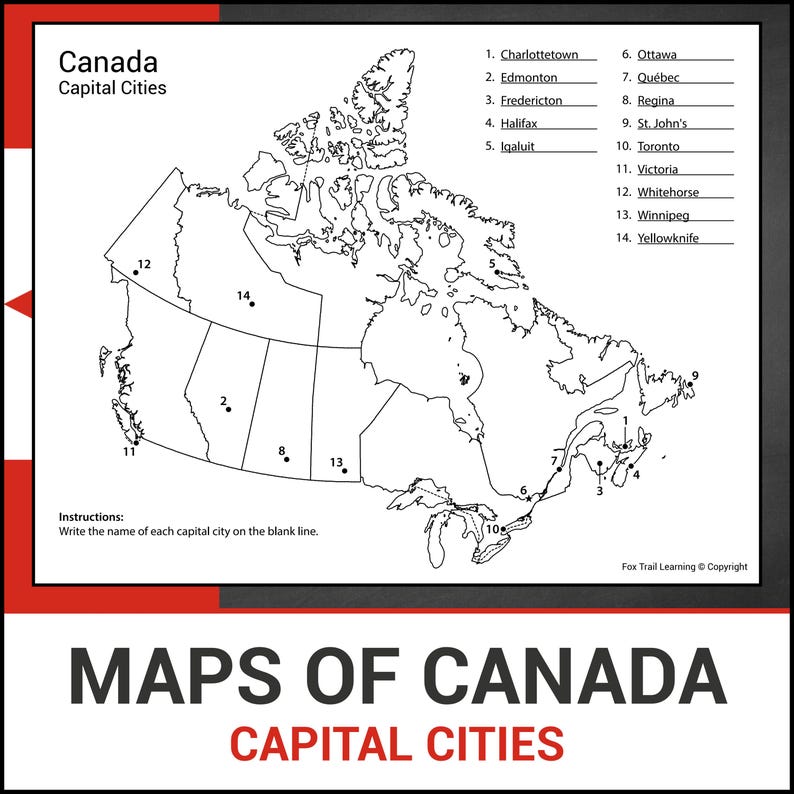 Printable Maps of Canada | Learn Capital Cities | Label and Identify ...