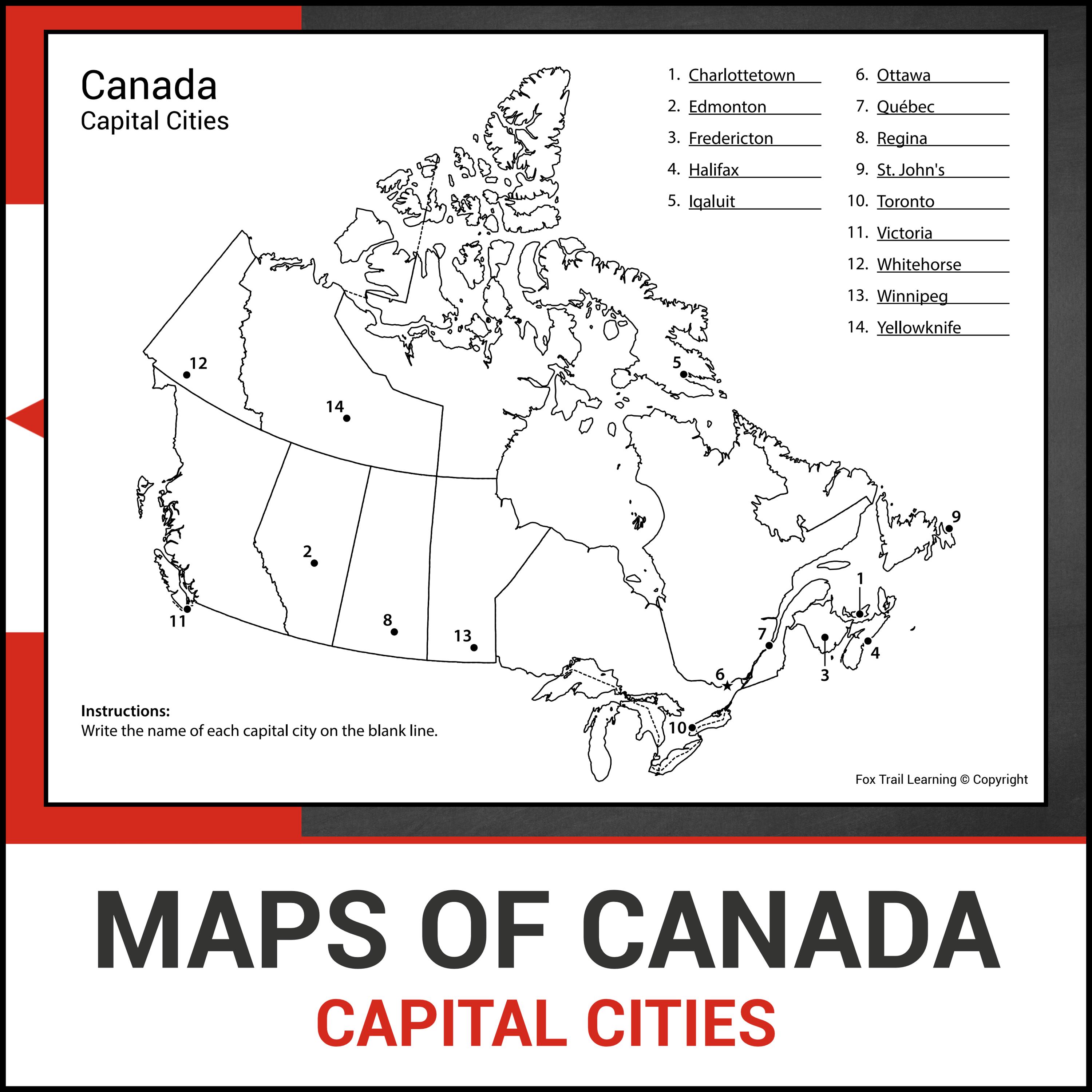 Printable Maps of Canada | Learn Capital Cities | Label and Identify ...