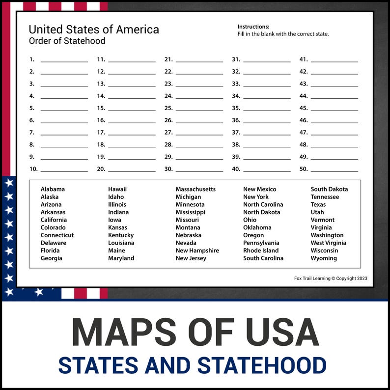 Printable Maps of the USA | Learn States and Statehood | Label and ...