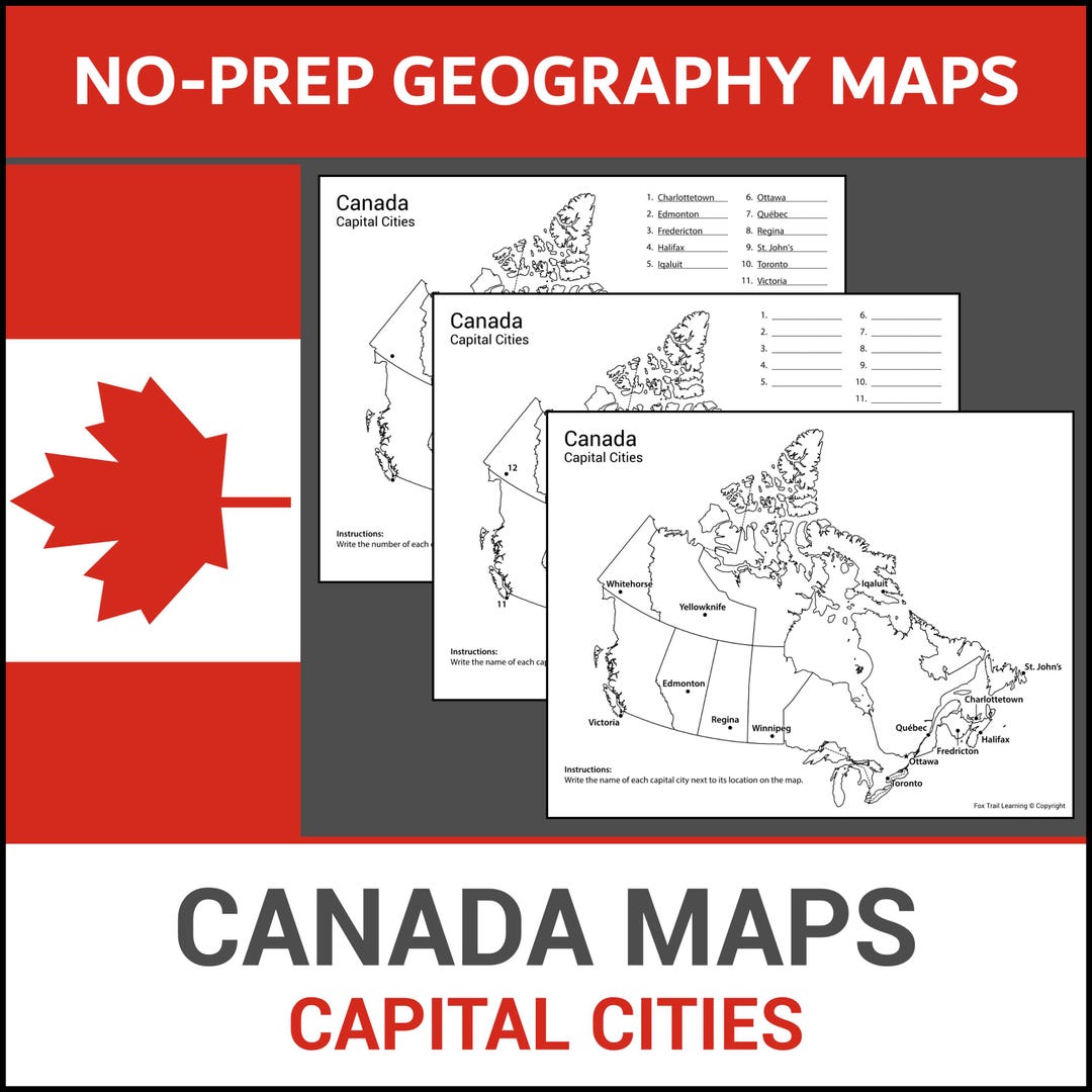 Printable Canada Maps | Learn Capital Cities | Label and Identify ...