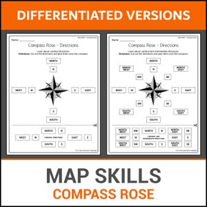 Map Skills | Compass Rose | Cardinal and Intermediate Directions | Cut ...