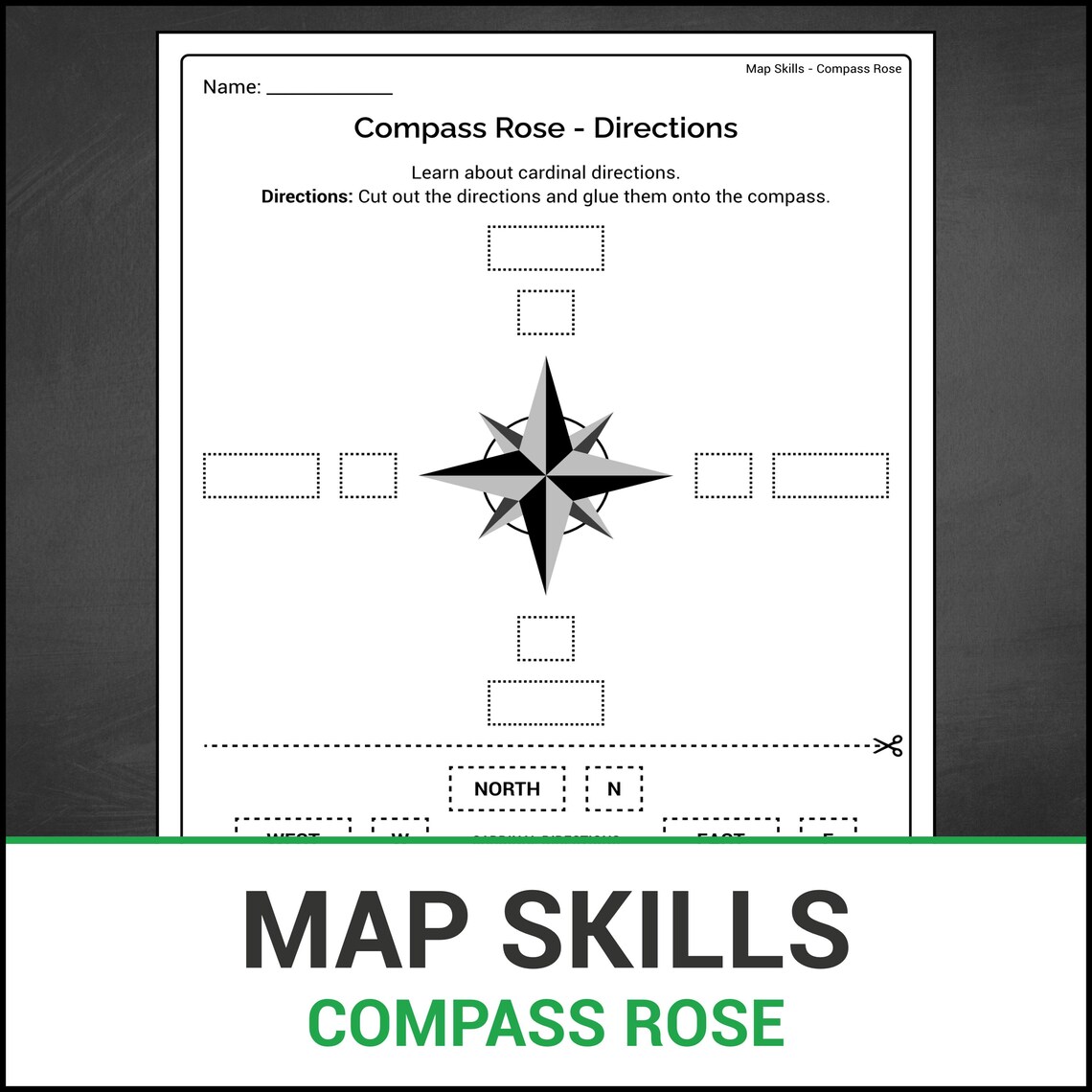 Map Skills | Compass Rose | Cardinal and Intermediate Directions | Cut ...