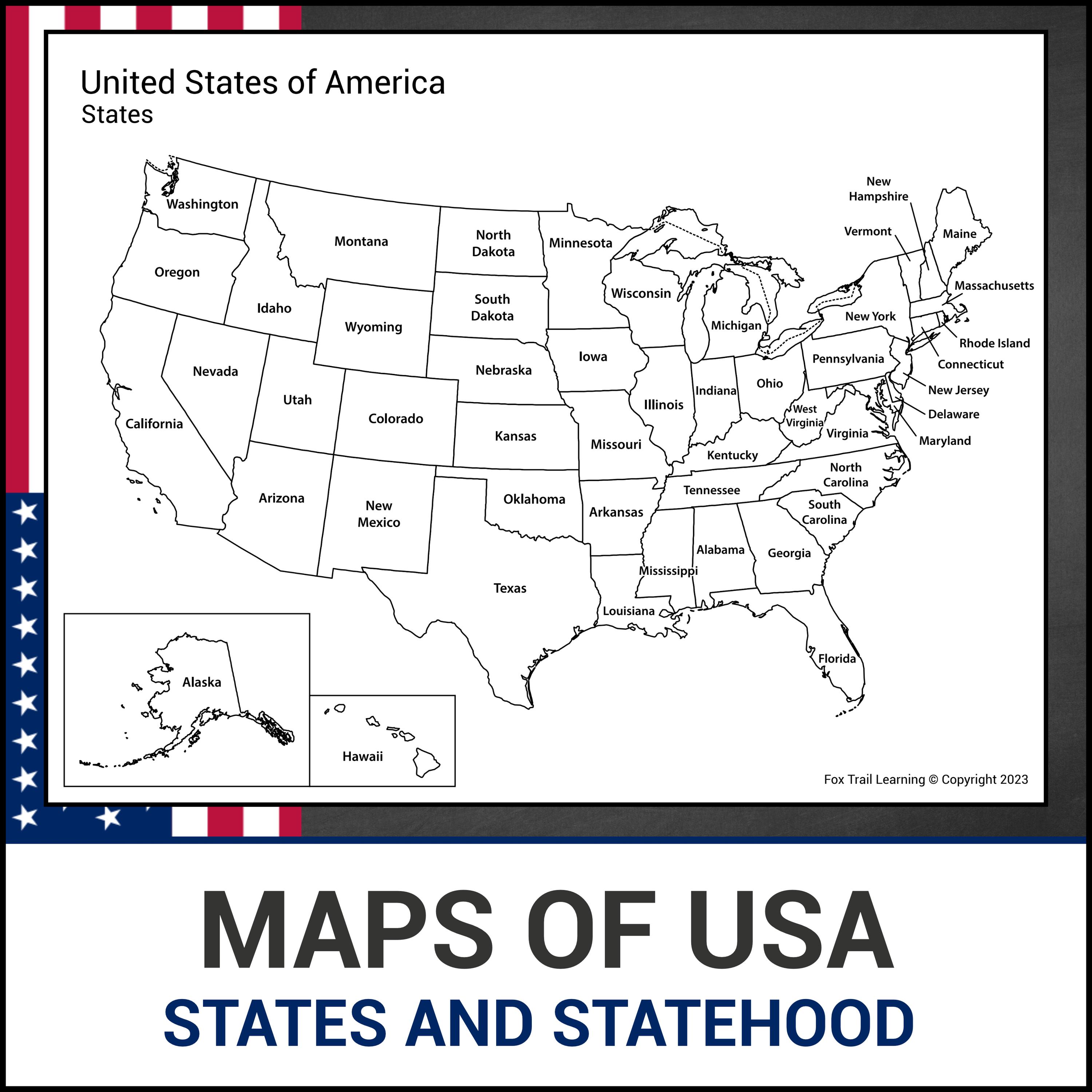 Printable Maps of the USA | Learn States and Statehood | Label and ...