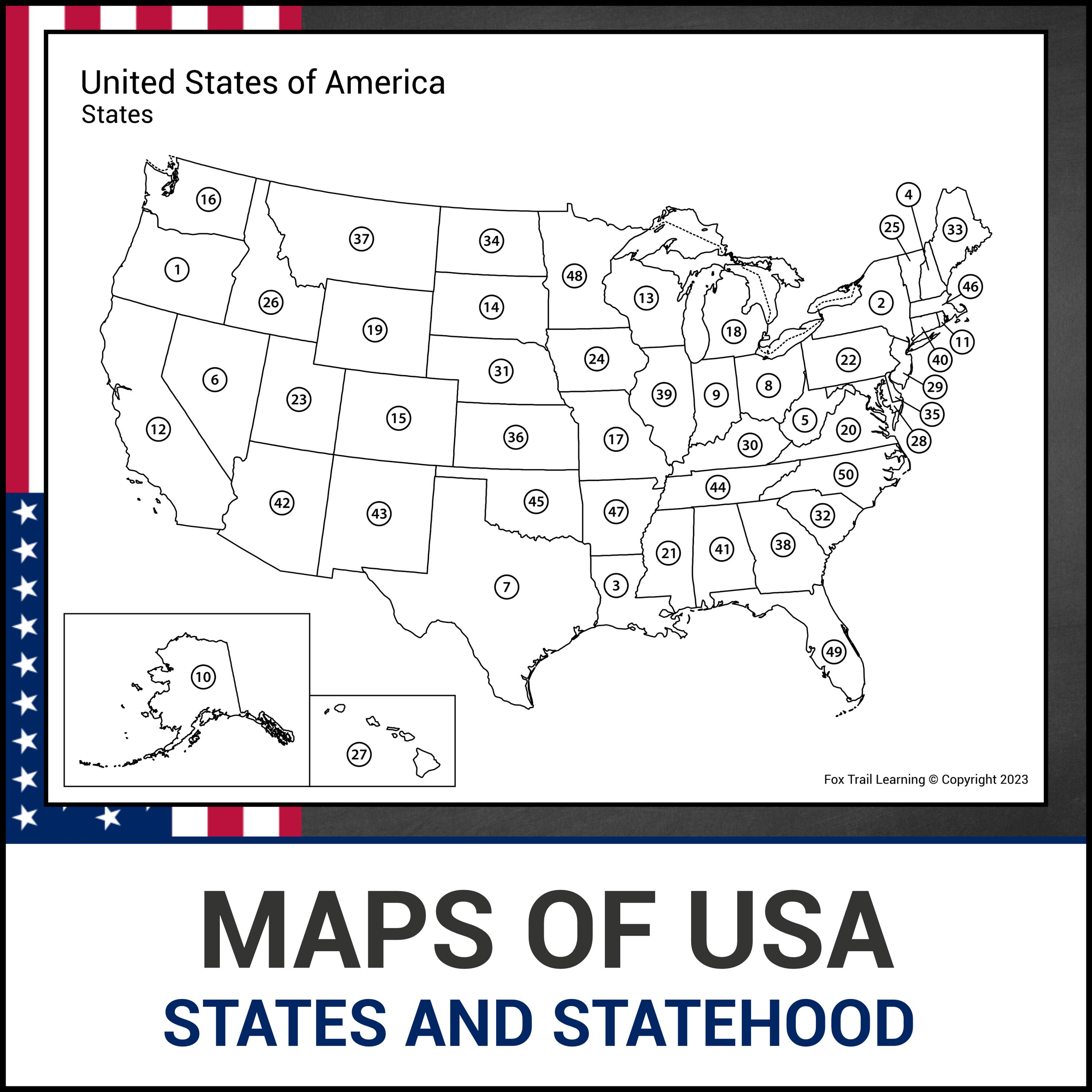 Printable Maps of the USA | Learn States and Statehood | Label and ...