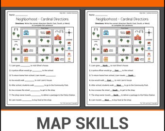 Map Skills | in the Woods | Compass Directions | Fill in the Blank ...