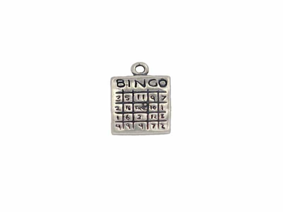 Bingo Card Charm Sterling Silver | Bingo Jewelry | Game and ...
