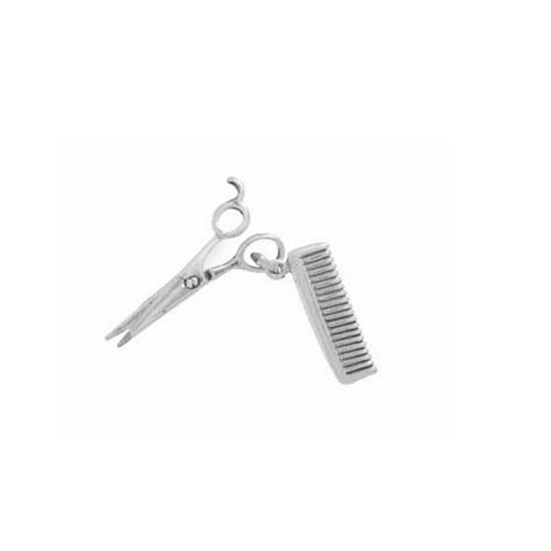 Barber Charm, Sterling Silver, Scissors and Comb Charm, Hairdresser ...