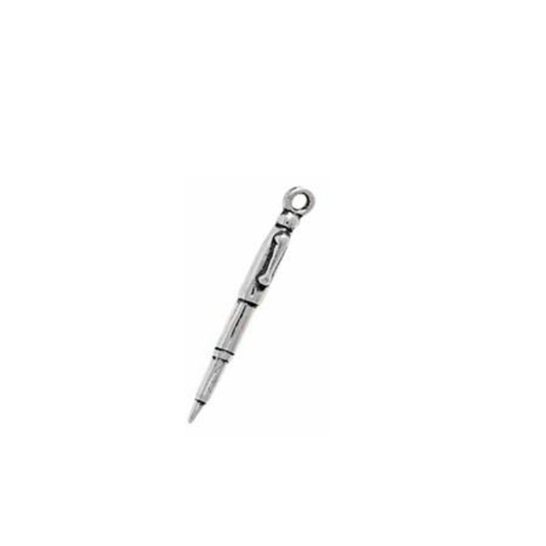 Pen Charm, Fountain Pen Charm Sterling Silver | Writer Jewelry | Author ...