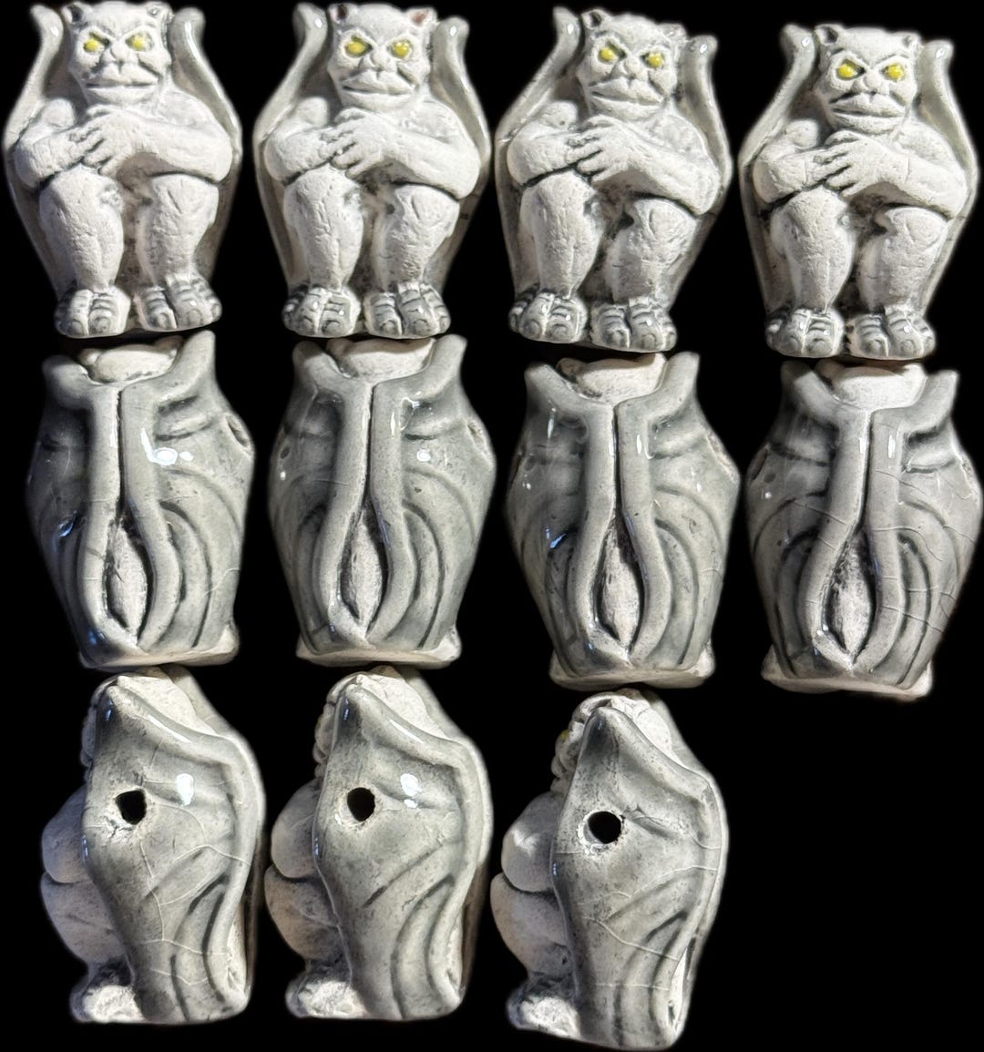 Gargoyle Beads | Gargoyle Ceramic Beads Hand Painted | Gargoyle Jewelry ...