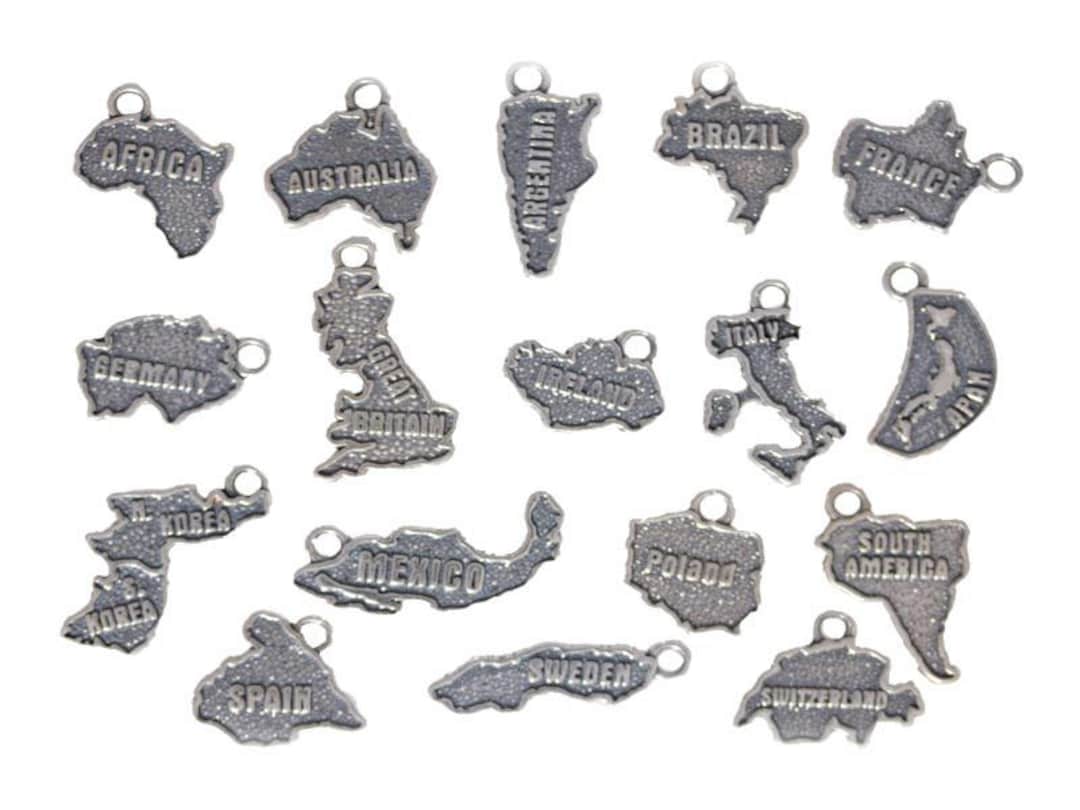 Sterling Silver Country Charms | Travel Jewelry | Vacation Jewelry ...
