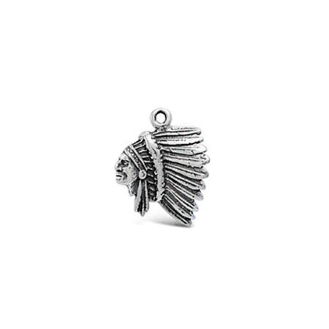 Indian Chief Charm, Sterling Silver, Warrior Chief Charm, Native ...