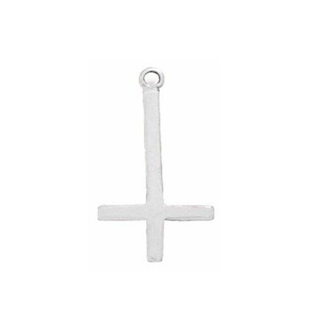 Inverted Cross Charm Sterling Silver st Peters Cross Petrine Cross Upside Down Cross Charm Etsy