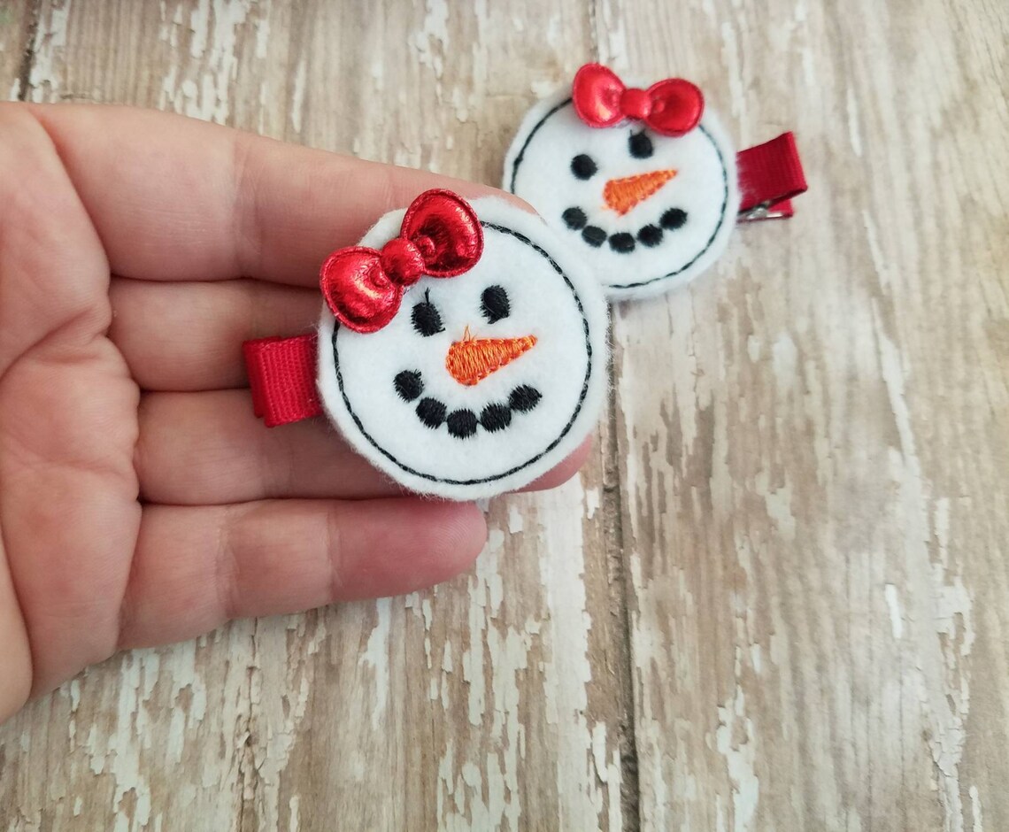 Snowman Hair Clip Snowman Hair Clips Snowman Hairbow Felt - Etsy