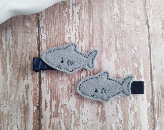 Whale Shark Hair Clips Set of Two White Hair Clip Metal Snap Barrette ...