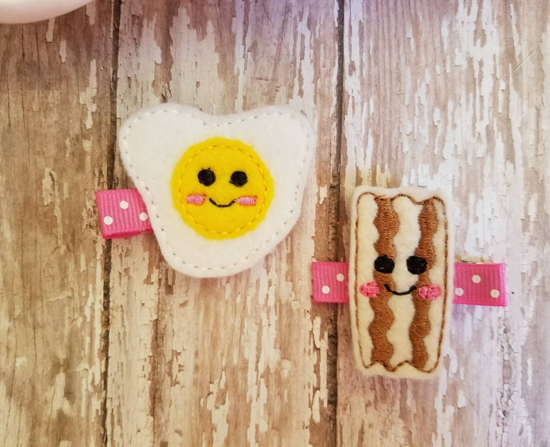 Bacon and Egg Hair Clip, Bacon Hair Clip, Egg Hair Clip, Felt Hair Clip ...