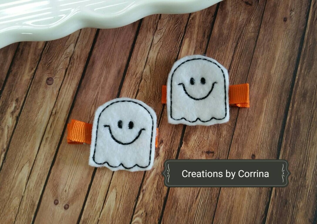 Ghost Hair Clips, Cute Ghost Felt Hair Clips, Ghost Hair Clippies, Hair ...