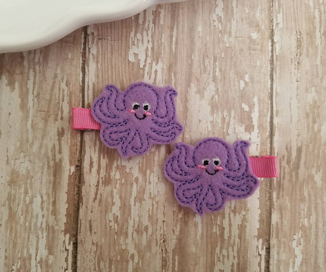 Octopus Hair Clip, Octopus Hair Accessories, Hair Clips Octopus, Felt ...